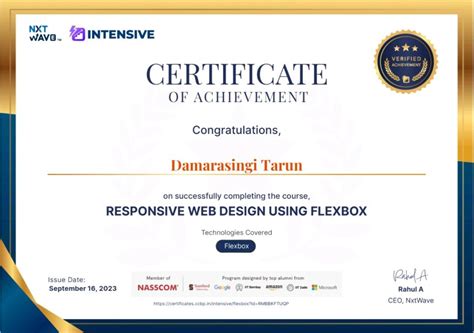 Completed Responsive Web Design Course Tarun Damarasingi Posted On