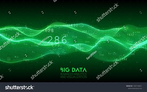 Big Data Green Wave Visualization Futuristic Stock Vector Royalty Free