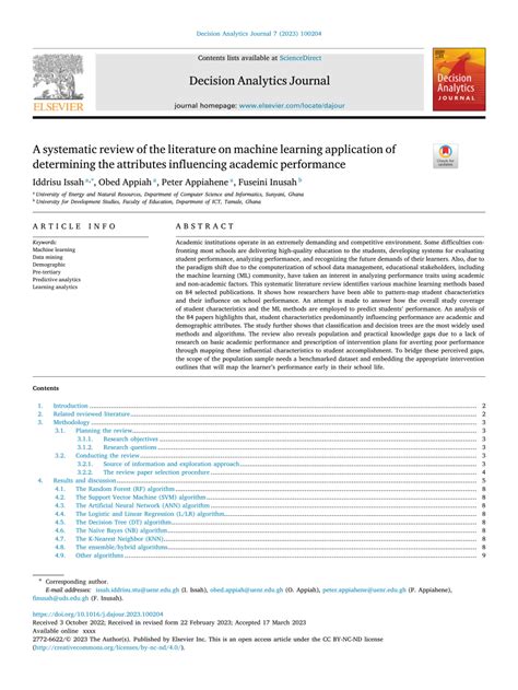 pdf a systematic review of the literature on machine learning