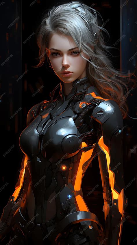 Premium Photo Dark Android Girl Cyberbionic Woman Techgirls