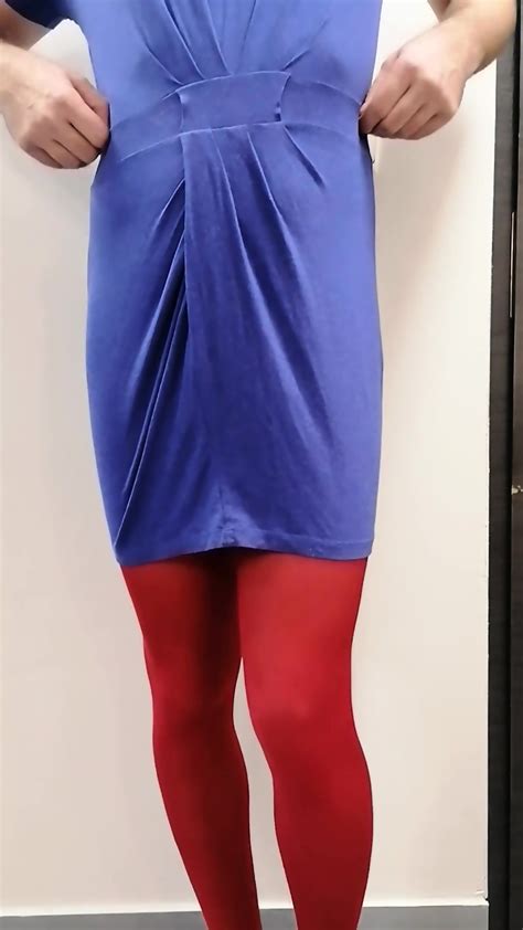 Misr Trans In Red Pantyhose Standing Anal Masturbation