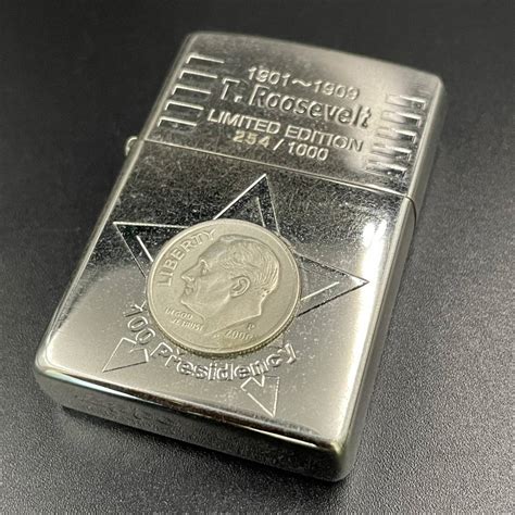 Zippo ジッポ 2000年製 Usa製 シルバー 第26代大統領 Theodore Roosevelt 限定1 000個 火花ok 着火跡