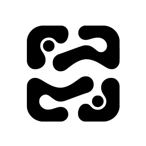 Symmetrical Black Abstract Shape On White Composed Of Rounded Forms And Dot Elements In A