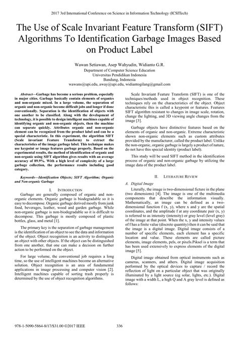 pdf the use of scale invariant feature transform sift algorithms to