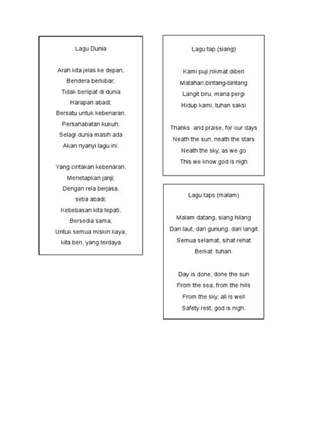 Lagu Dunia Pandu Puteri Lirik Lagu Persatuan Pandu Puteri Dengan