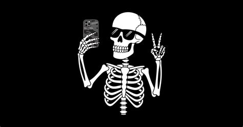 Skeleton Selfie Whimsical Bones Funny Cute Skeleton Novelty Skeleton