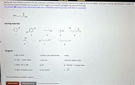 Solved Devise The Most Efficient Synthesis For The Carboxylic Acid