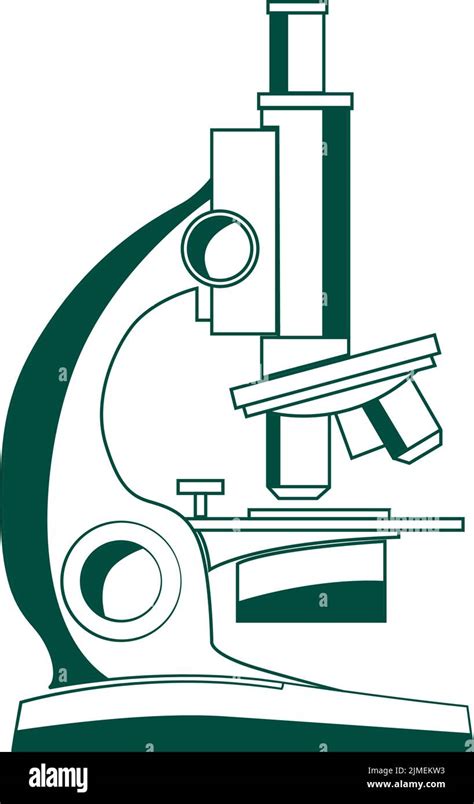 Laboratory Microscope Line Art Diagram Vector Illustration Stock Vector