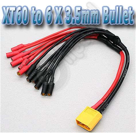 xt60 to 6 x 3 5mm bullet multicopter esc power breakout cable pyramid