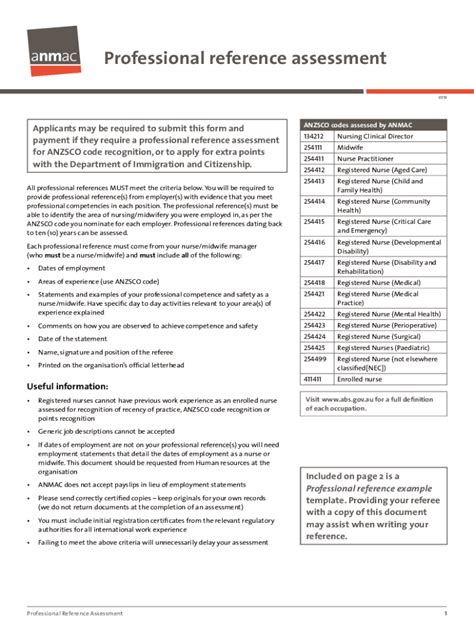 2013 Form Au Anmac Professional Reference Assessment Fill Online Printable Fillable Blank
