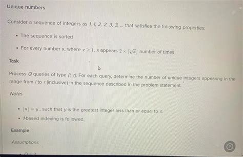 Solved Unique Numbers Consider A Sequence Of Integers As 1