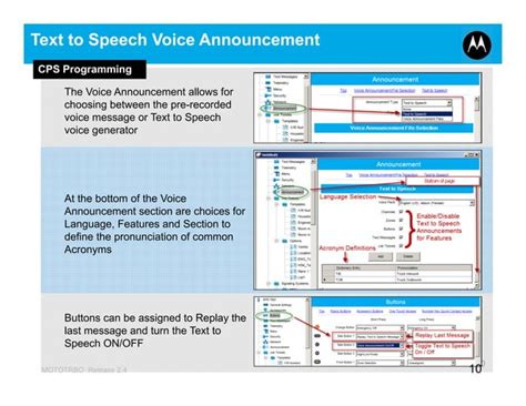 Motorola Mototrbo Text To Speech Voice Announcement Pdf Computing
