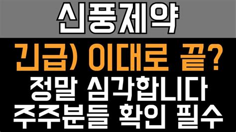 신풍제약 주가전망 긴급 이대로 끝 정말 심각합니다 주주분들 확인 필수 Youtube