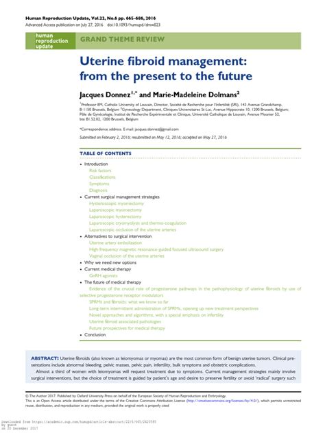 Uterine Fibroid Management From The Present To The Pdf Pdf Womens