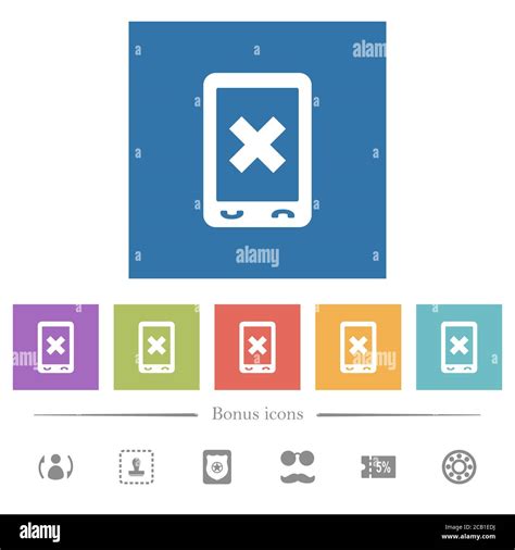 Mobile Cancel Flat White Icons In Square Backgrounds Bonus Icons Included Stock Vector Image
