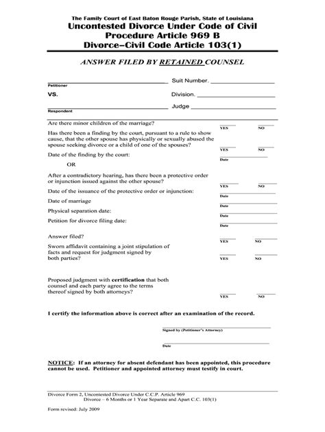 Printable Divorce Papers Louisiana Fill Online Printable Fillable