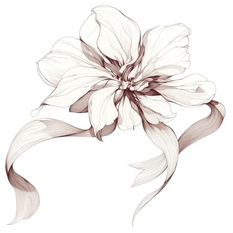 花リボンの流れるような線画素材｜イラスト・フリー素材なら「シンテリ」