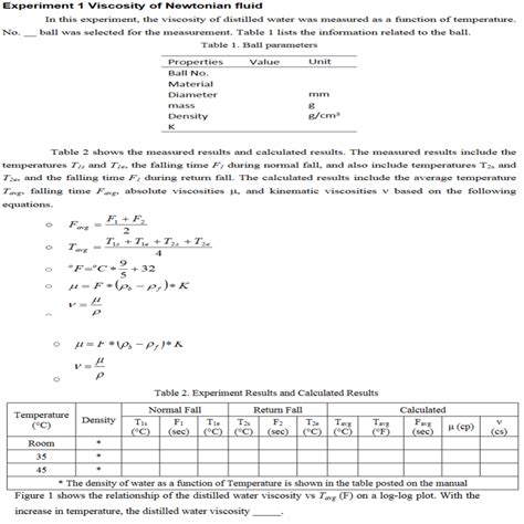 Experiment 1 Viscosity Of Newtonian Fluid In This
