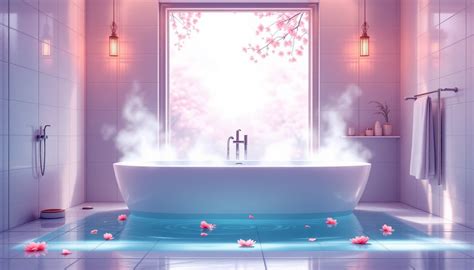 Free Steaming Sakura Bath Image Anime Bathroom Bathtub Download