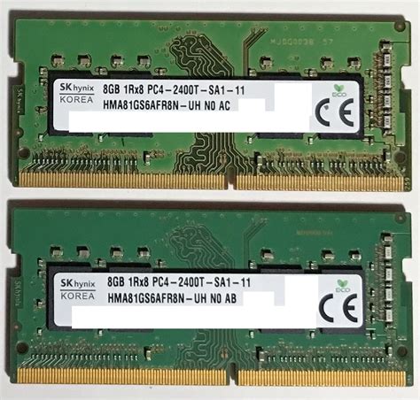 【目立った傷や汚れなし】 送料無料 【sk Hynix Pc4 2400t】ノートpc用ddr4メモリ8gb 2枚 計：16gbの落札情報詳細