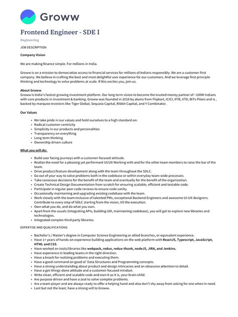 frontend engineer sde i pdf software engineering computing