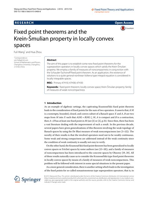 Pdf Fixed Point Theorems And The Krein S̆mulian Property In Locally