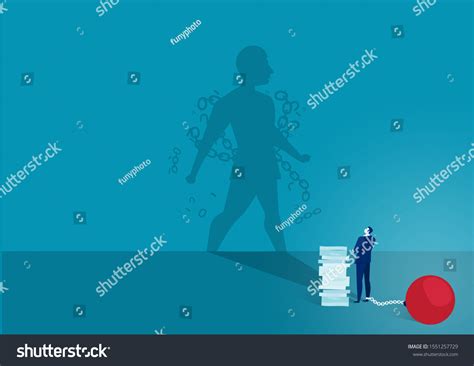 Businessman Looks His Shadow Shadow Breaks Chain Free Himself Images