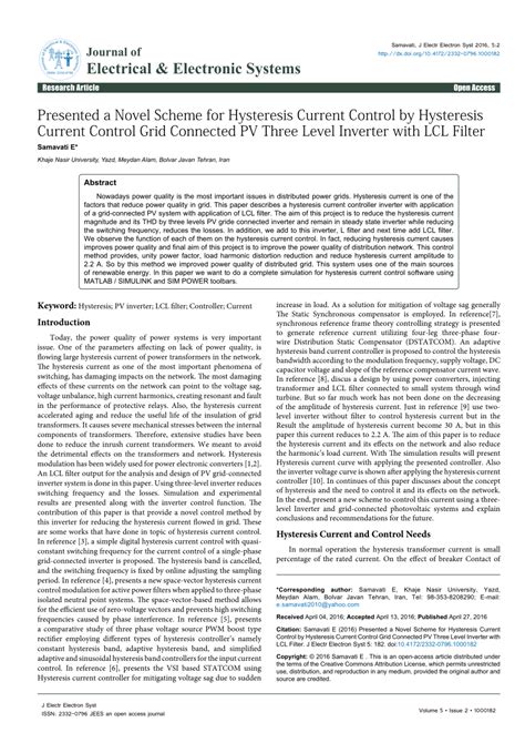 Pdf Presented A Novel Scheme For Hysteresis Current Control By Hysteresis Current Control Grid