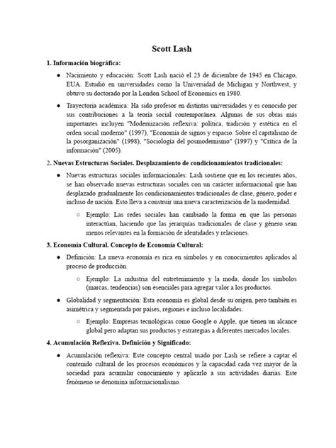 Scott Lash Cristopher Lasch Y Guilles Lipovetsky Pdf Capitalismo Tecnología De
