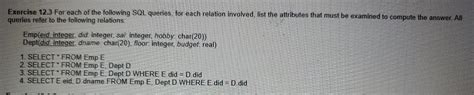 Solved Exercise For Each Of The Following Sql Queries Chegg
