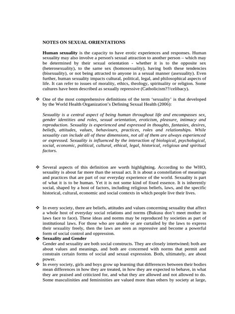 Notes On Sexual Orientations 1 Pdf Sexual Orientation