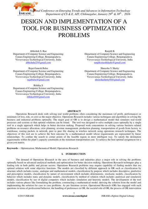 Pdf Design And Implementation Of A Tool For Business Optimization
