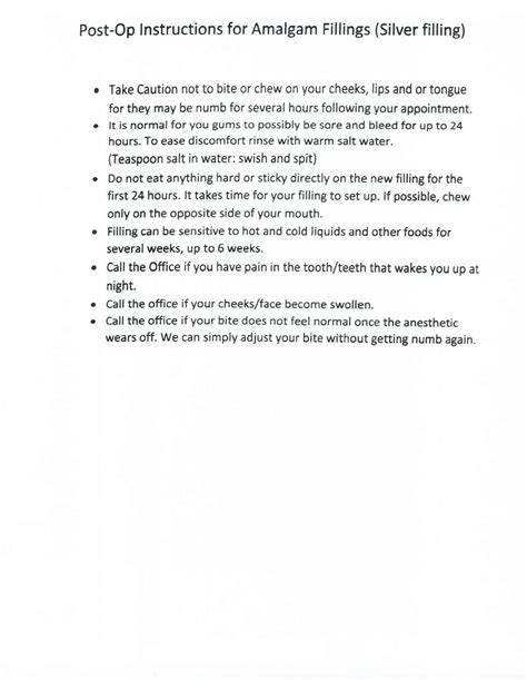 Post Op Extraction Instructions Printable