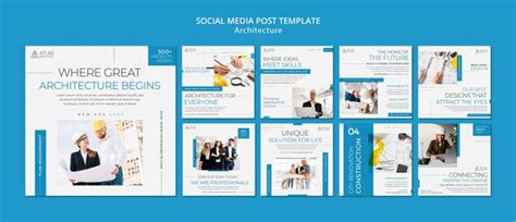기하학적 건축 프로젝트 소셜 미디어 게시물 무료 Psd 파일