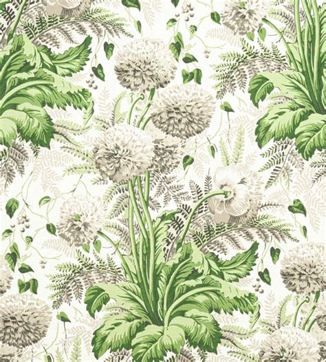 Dahlia Fabric In Spring On White By Anna French Jane Clayton