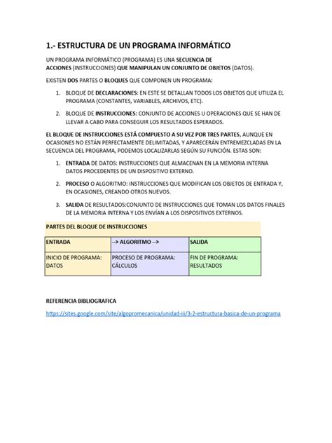 estructura de un programa informático pdf