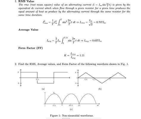 Solved 1 RMS Value The Rms Root Mean Square Value Of An Chegg