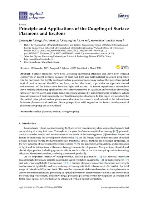 Principle And Applications Of The Coupling Of Surface Plasmons And