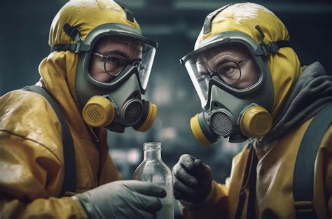 Premium Ai Image People Protective Suits Qualified Workers With