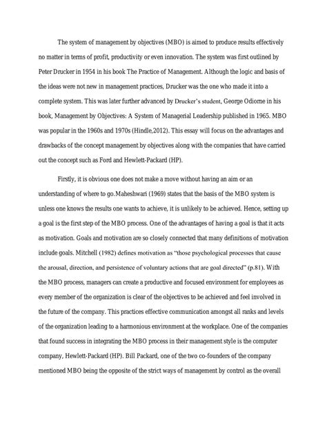 Mgmt10002 Management By Objectives Analysis Mgmt10002 Principles Of Management Unimelb