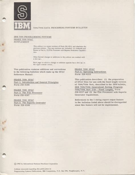 IBM Data Processing System Bulletins Newsletter Computing History