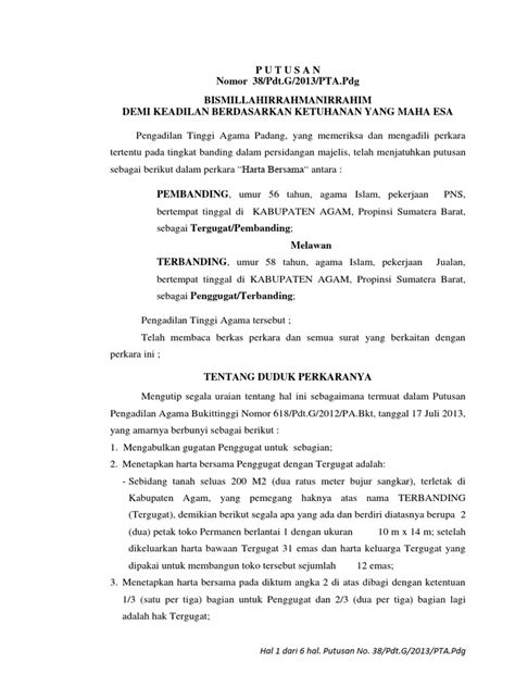 P U T U S A N Nomor 38 Pdt G 2013 Pta Pdg