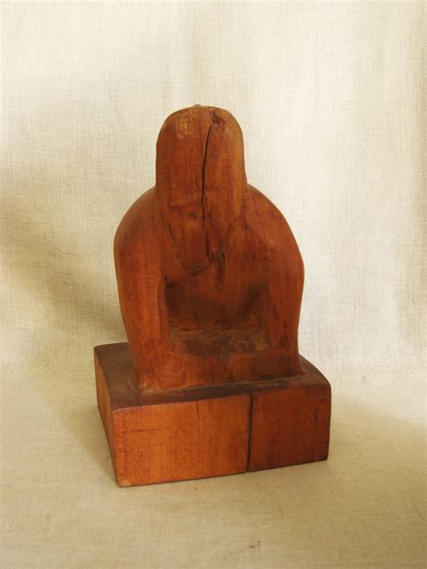 Vintage Female Portrait Bust Folk Art Hand Carved Sculpture Wood