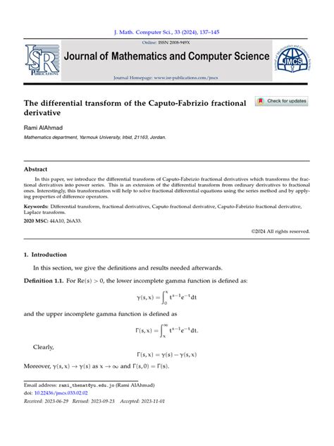 The Differential Transform Of The Caputofabrizio Fractional Derivative