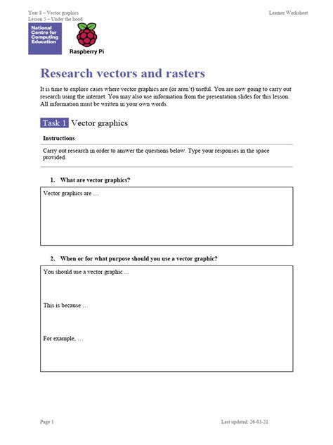 A3worksheetÔÇôresearchvectorsandrasters Pdf