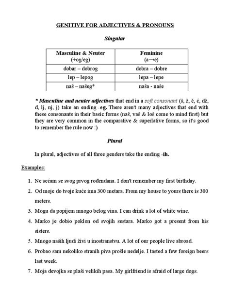 Genitive Adjectives Pdf Pdf Language Arts And Discipline