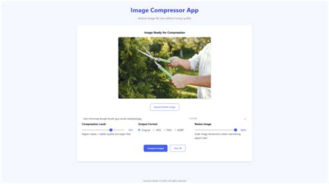 image compressor app using html css and javascript with source code sourcecodester
