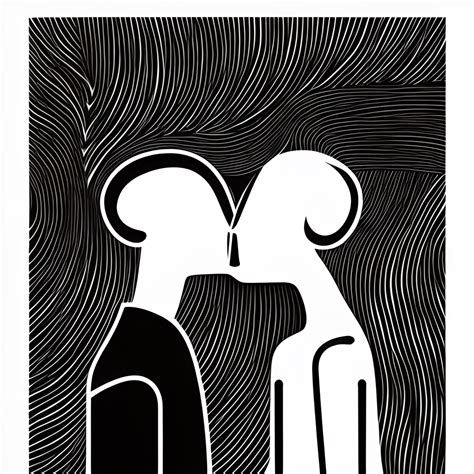 Abstract Man And Woman Touch By One Line Vector Drawing Portrait Minimalistic Style Botanical