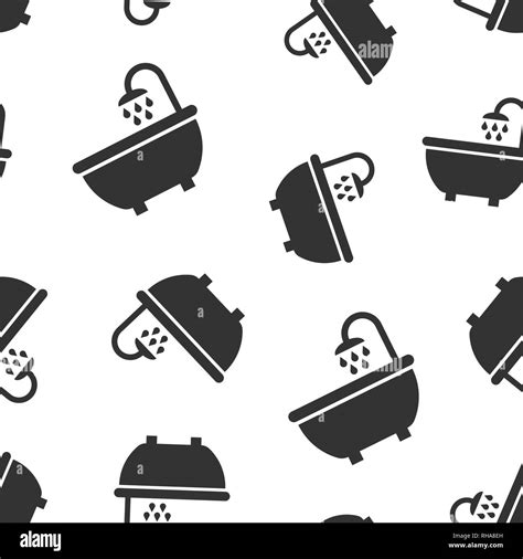 Baignoire Douche Sans Icône Salle De Bains Hygiène Vector Illustration