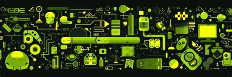 Chartreuse Abstract Technology Background Using Tech Devices And Icons Thin Line Interface